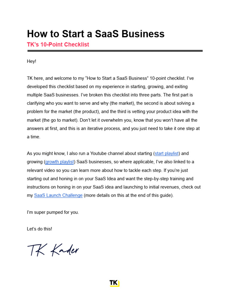 10-Point SaaS Startup Checklist | PDF | Software As A Service | Market ...