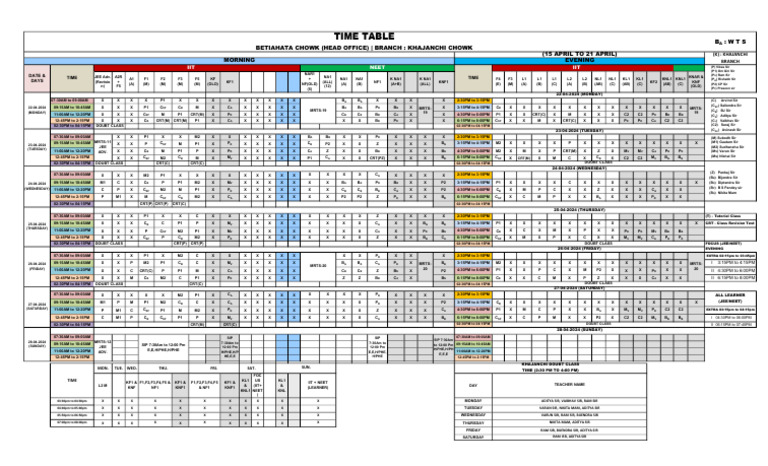 (HO & Khajanchi) MORNING TO EVENING TIME TABLE EDIT (2024-25) - 1 | PDF