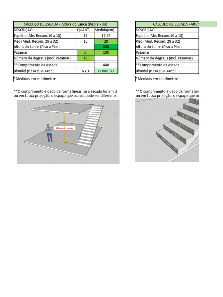 Planilha para Cálculo de Escada Com 1 Patamar | PDF