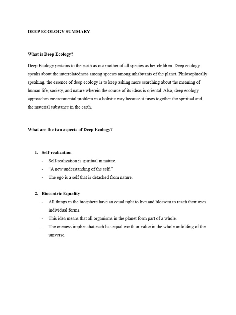 Deep Ecology | PDF | Ecology | Nature