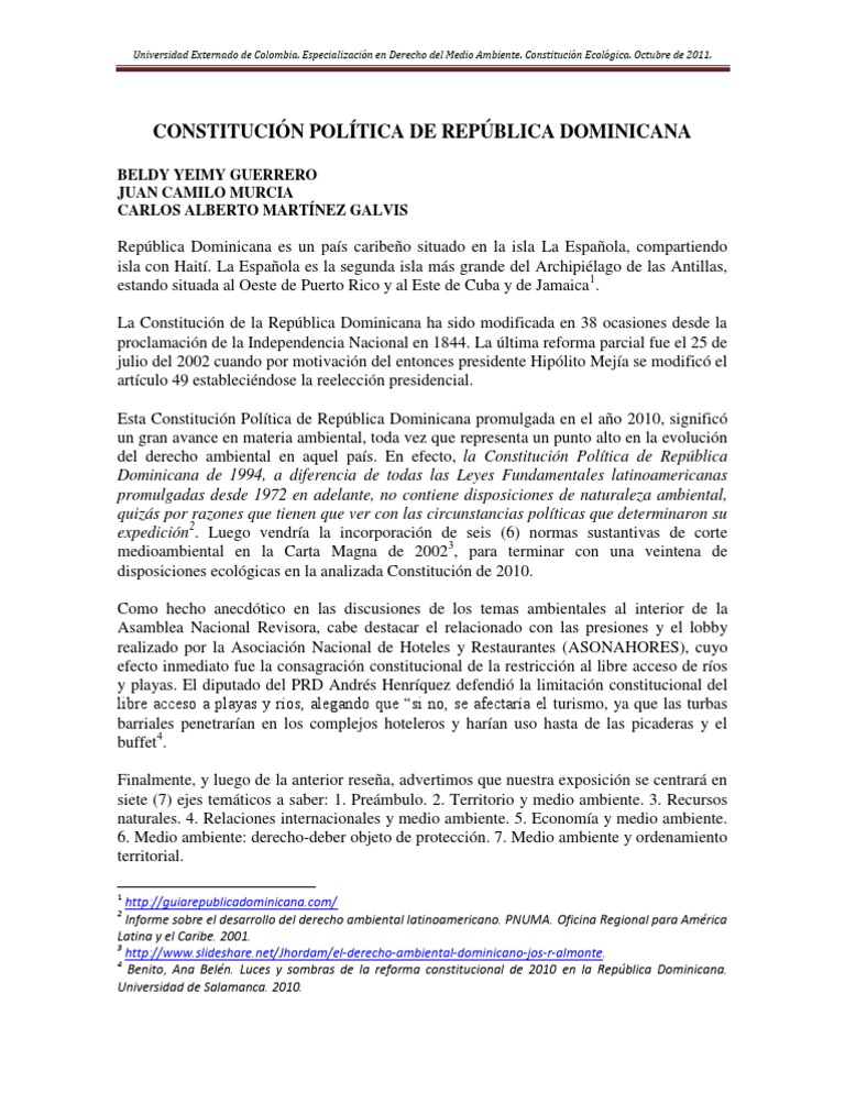 CONSTITUCIÓN POLÍTICA DE REPÚBLICA DOMINICANA Síntesis Word | PDF ...