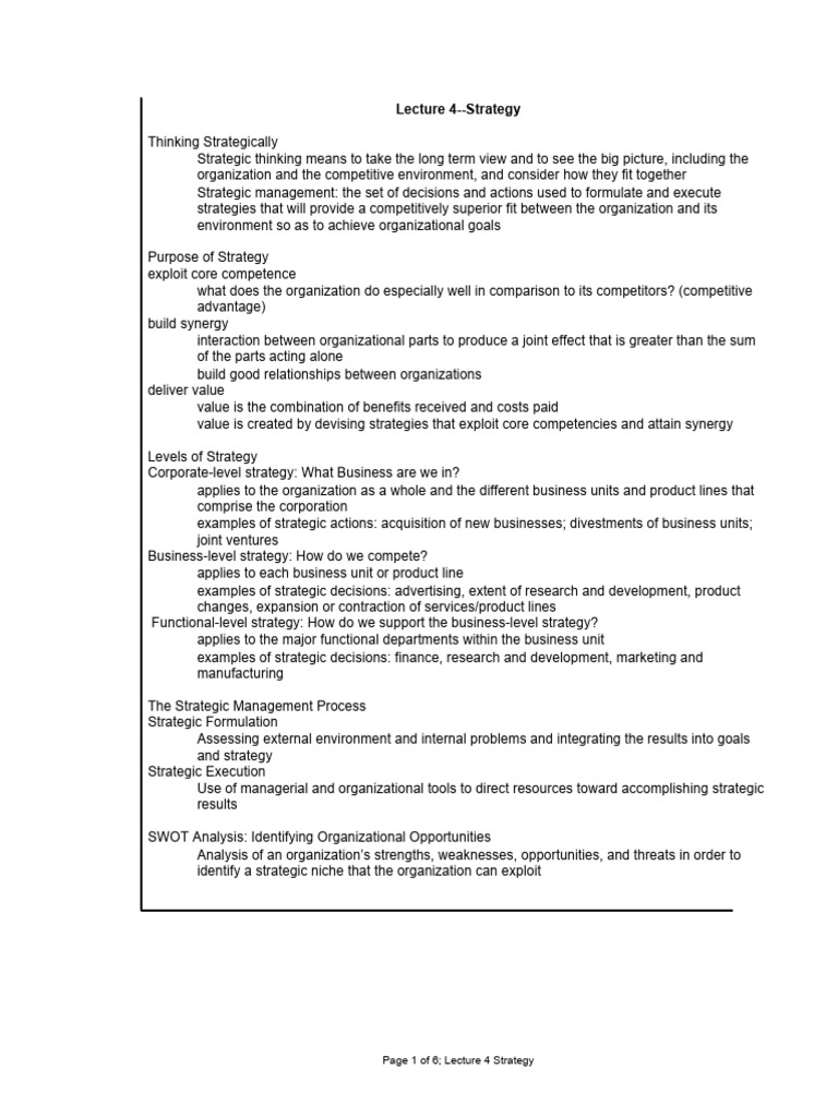 Lecture04 Strategy 2021 02 | PDF | Strategic Management | Swot Analysis