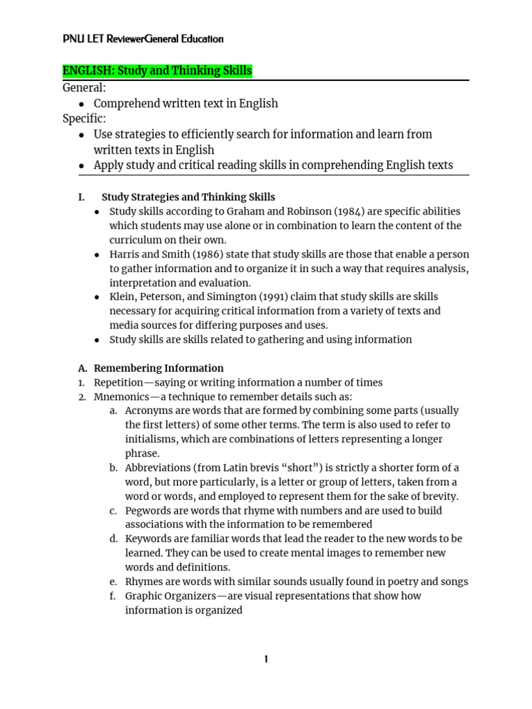 PNU LET Reviewer General Education ALL | PDF | Argument | Adverb