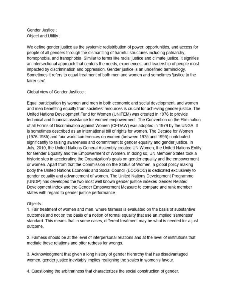 Understanding Gender Justice Concepts | PDF | Gender Equality | Gender ...