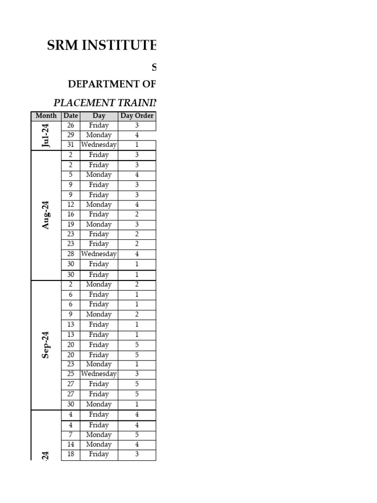 Placement Training Schedule-24-25 ODD | PDF | Cognitive Psychology ...