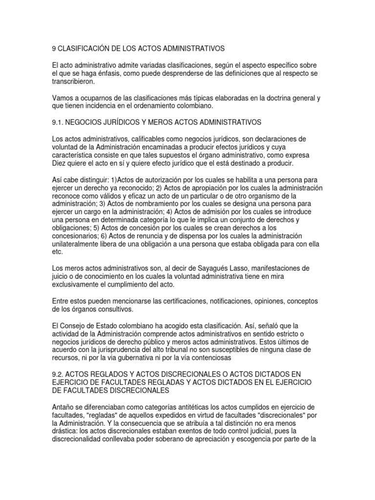 Clasificación de Actos Administrativos | PDF | Estado (política) | Gobierno