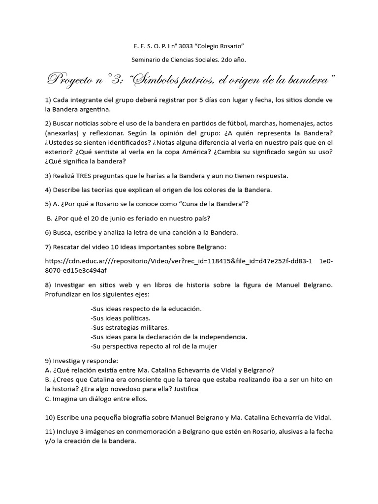Proyecto 3 Simbolos Patrios El Origen de La Bandera | PDF | Viajes y ...
