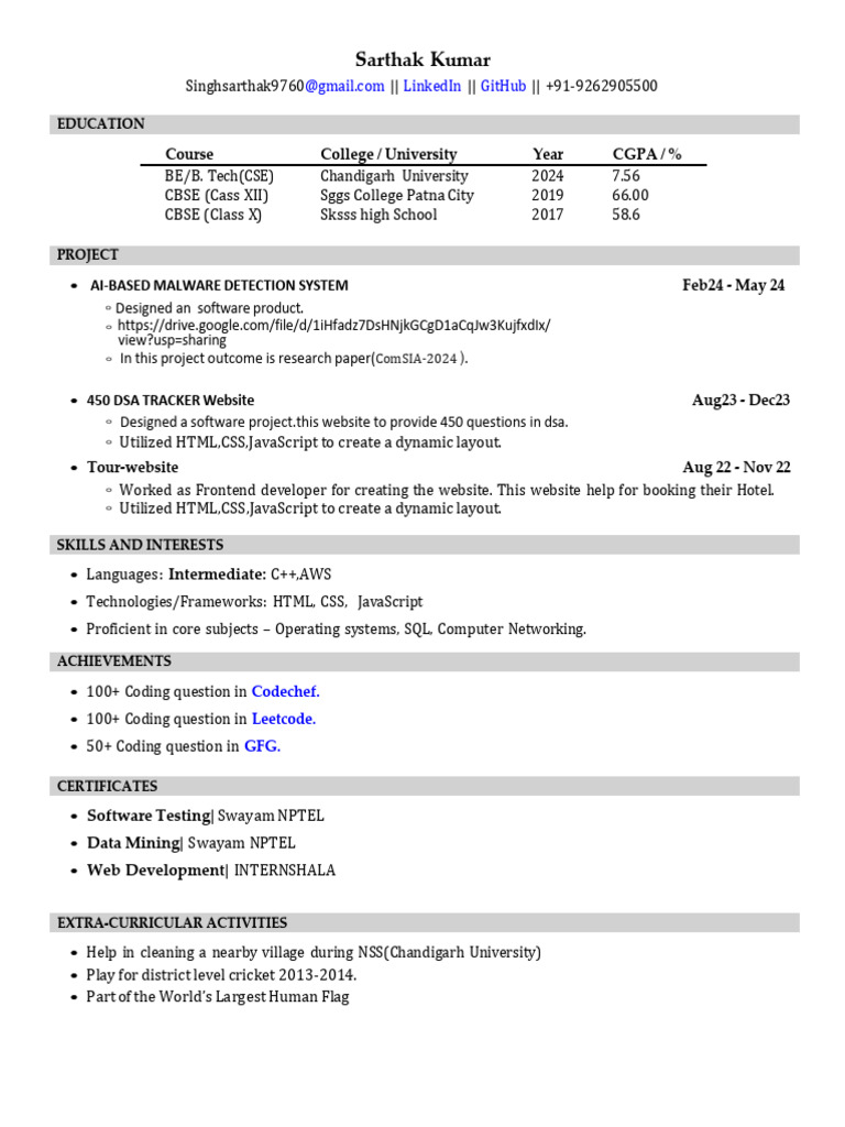 Kumar Sarthak F 13 | PDF | Computers | Technology & Engineering