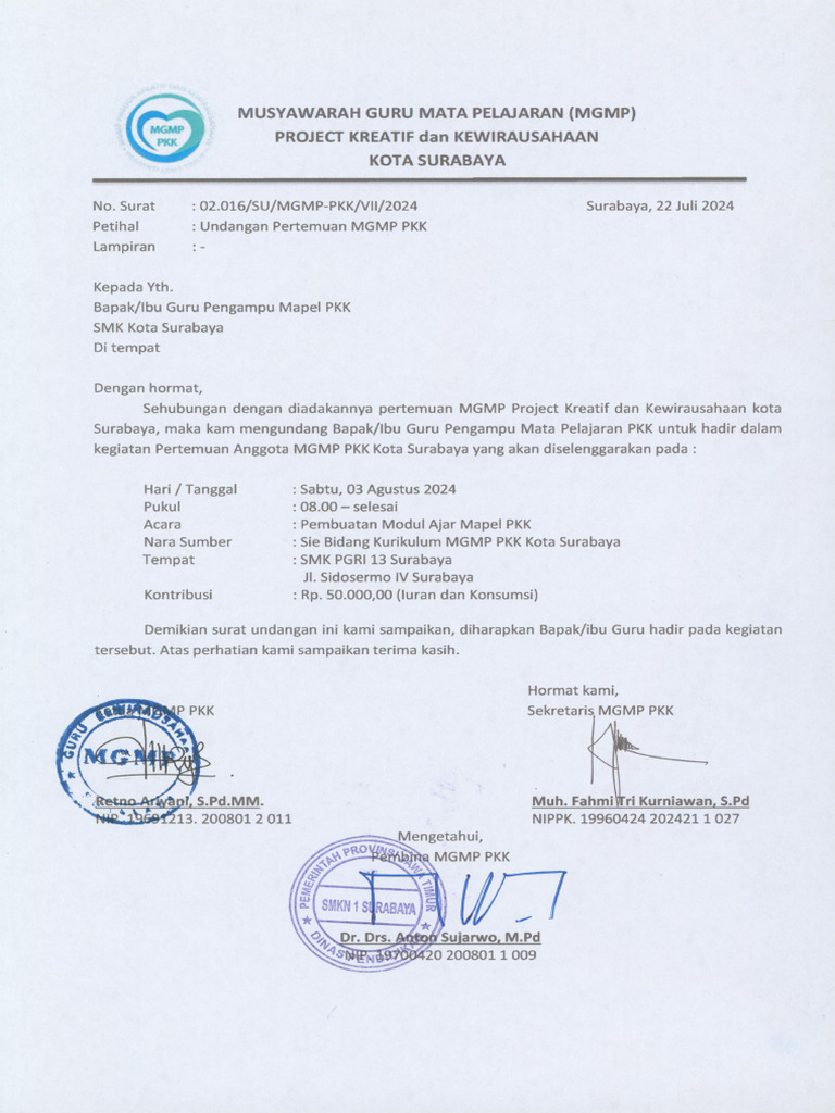 Undangan MGMP | PDF