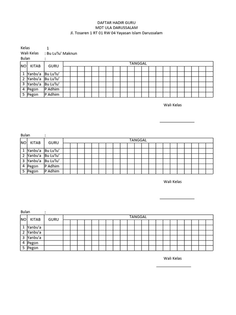 Jadwal Ganjil Ula | PDF