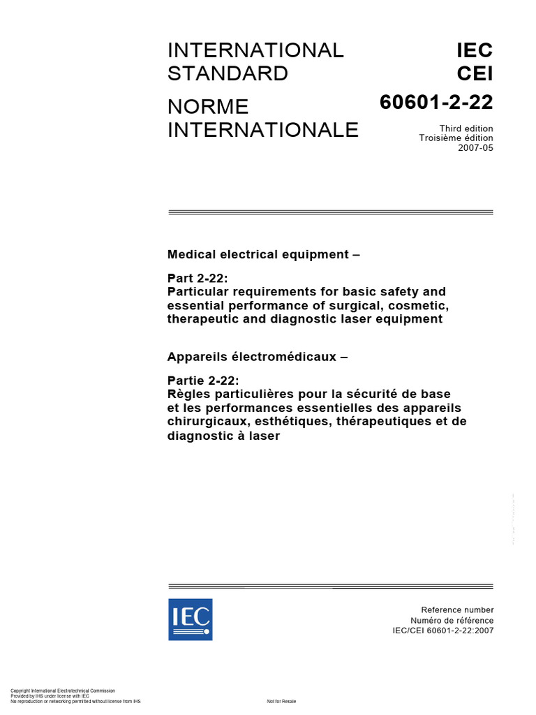 International Standard Norme Internationale: IEC CEI 60601-2-22 | PDF | International ...