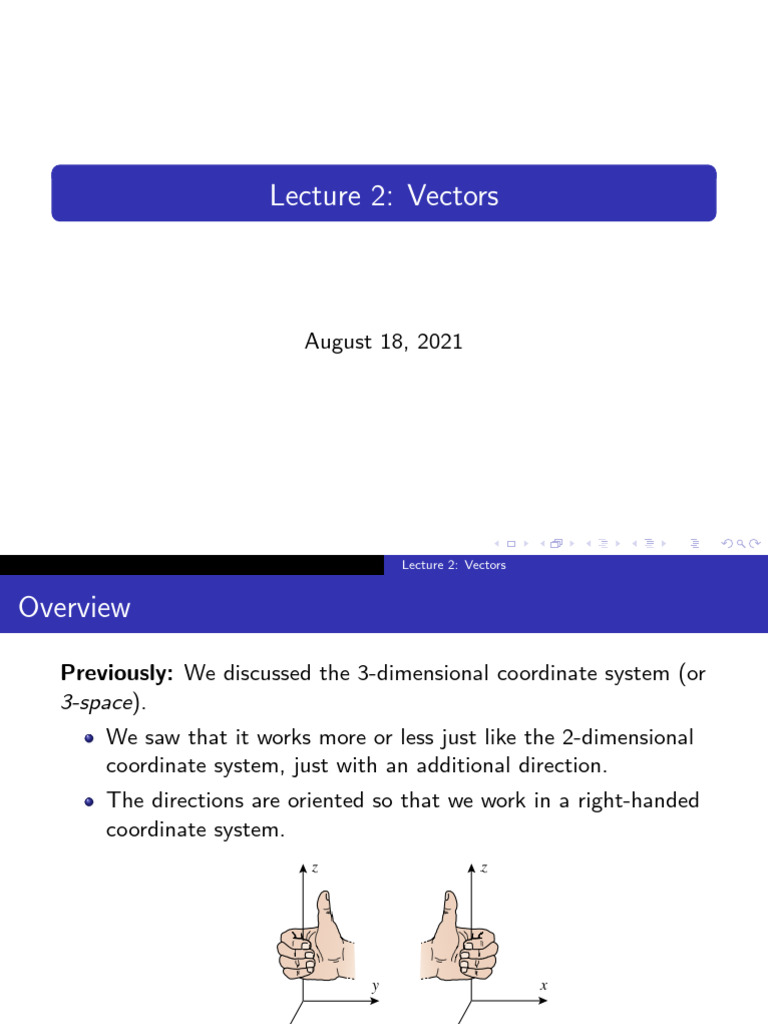 Introduction to Vectors and Algebra | PDF | Euclidean Vector | Vector Space