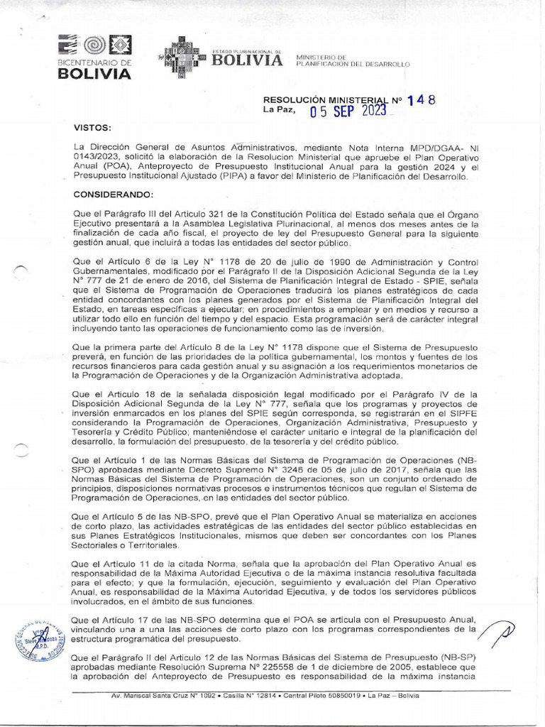 RM 148 Poa 2024 | PDF | Planificación | Planificación estratégica