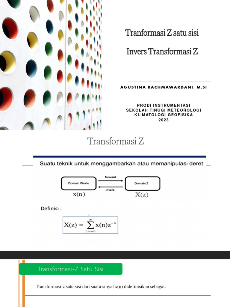 7 Invers Transformasi Z Dan Tranformasi Z Satu Sisipptx | PDF