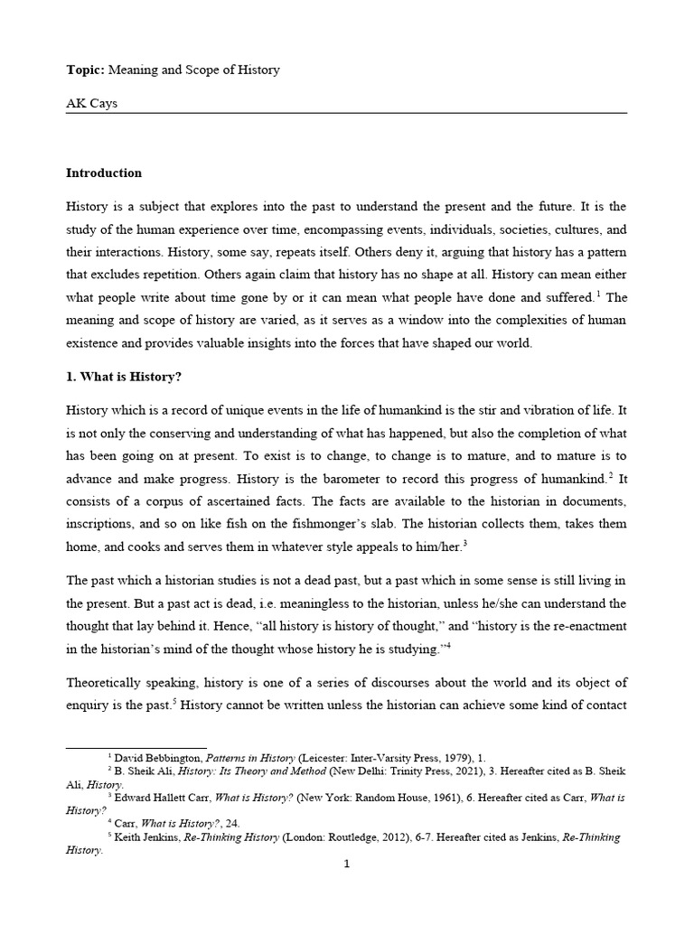 Meaning and Scope of History | PDF | Knowledge | Historian