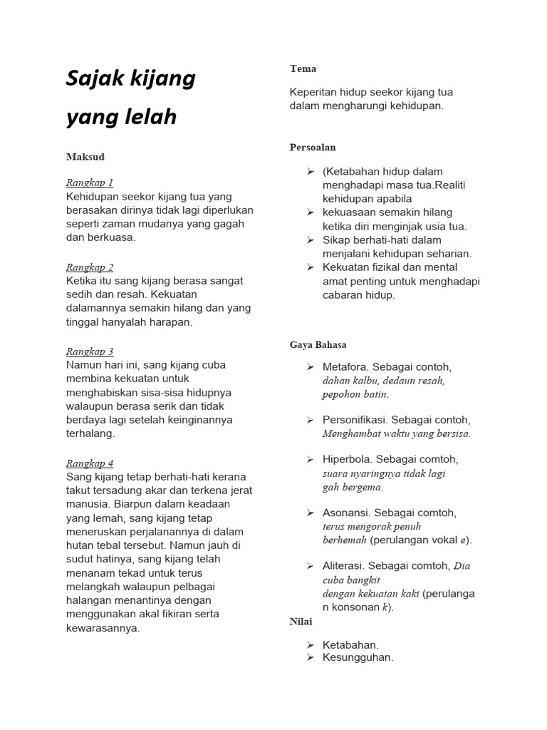 Sajak Kijang Yang Lelah | PDF