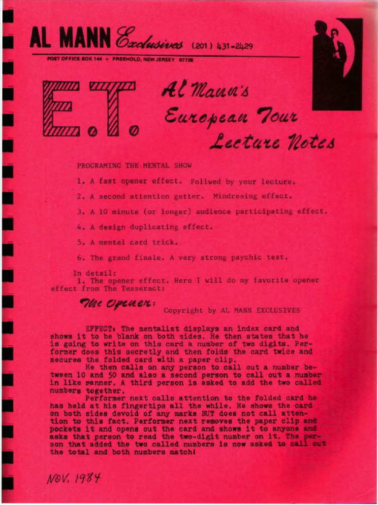 Al Mann - Lecture Notes | PDF