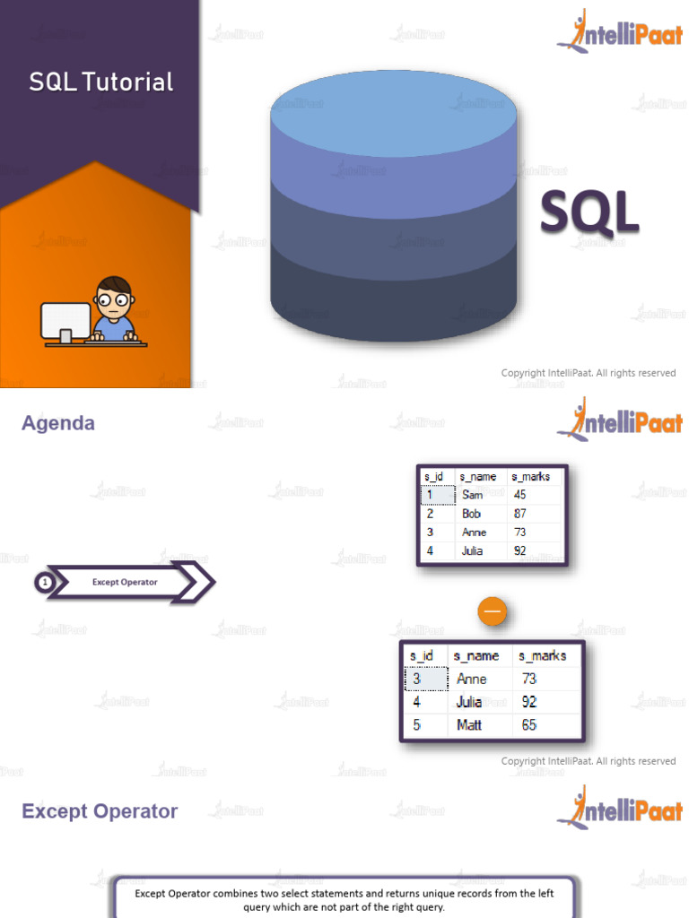 SQL Except Operator Guide | PDF