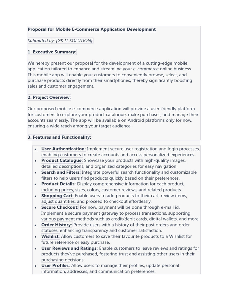 Proposal For Mobile E | PDF | E Commerce | Android (Operating System)
