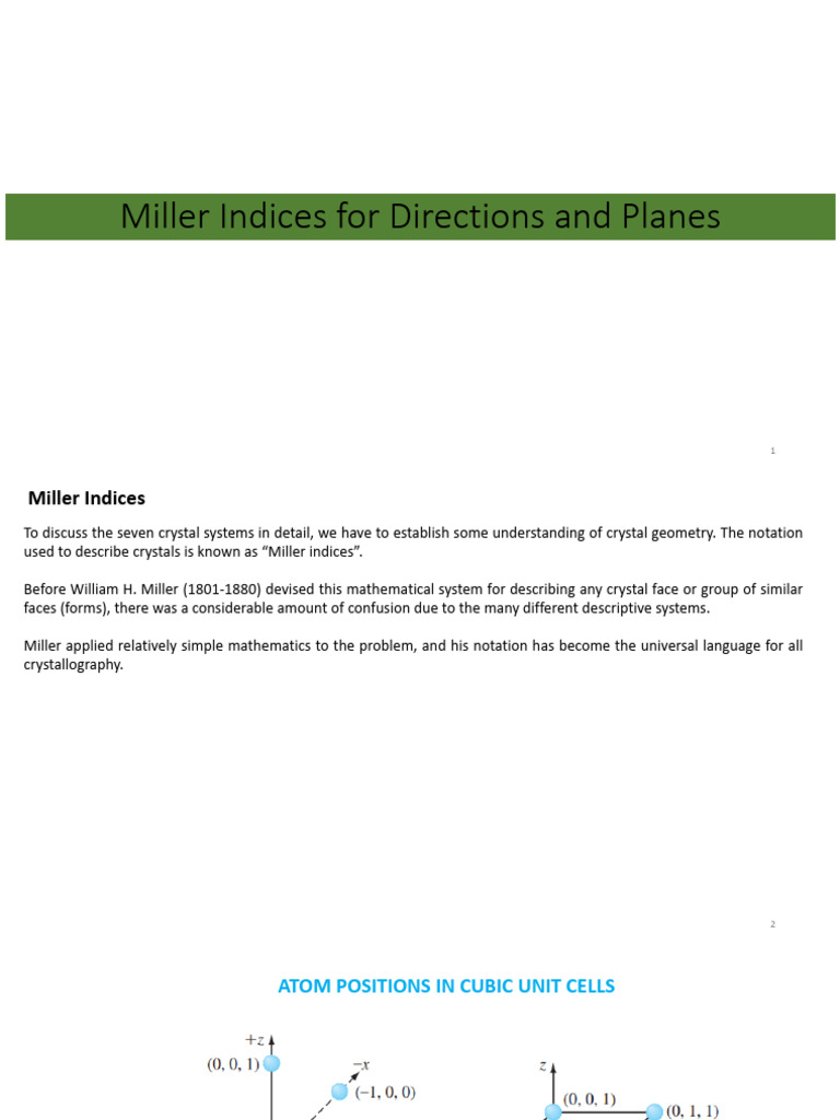 4 - Miller Indices | PDF | Crystal Structure | Euclidean Geometry