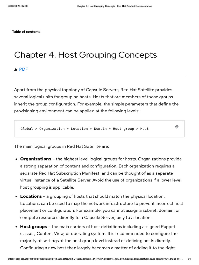 Chapter 4. Host Grouping Concepts - Red Hat Product Documentation | PDF | Red Hat | Server ...