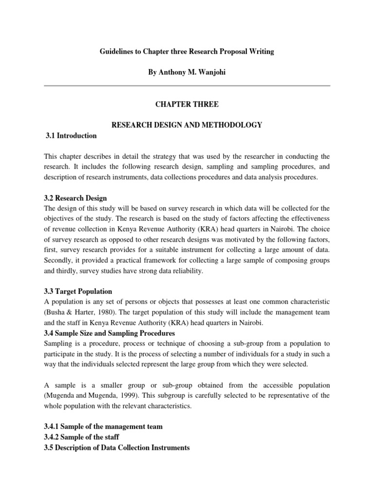 Guidelines To Chapter Three Research Proposal Writing | PDF | Survey ...