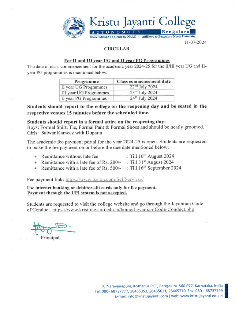 Circular To II and III Year UG and PG Prog - 11.07.2024 | PDF