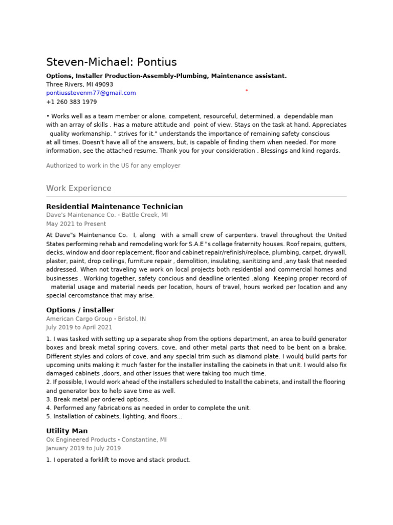 Steven Michael Pontius 1 | PDF | Carpentry | Building Materials