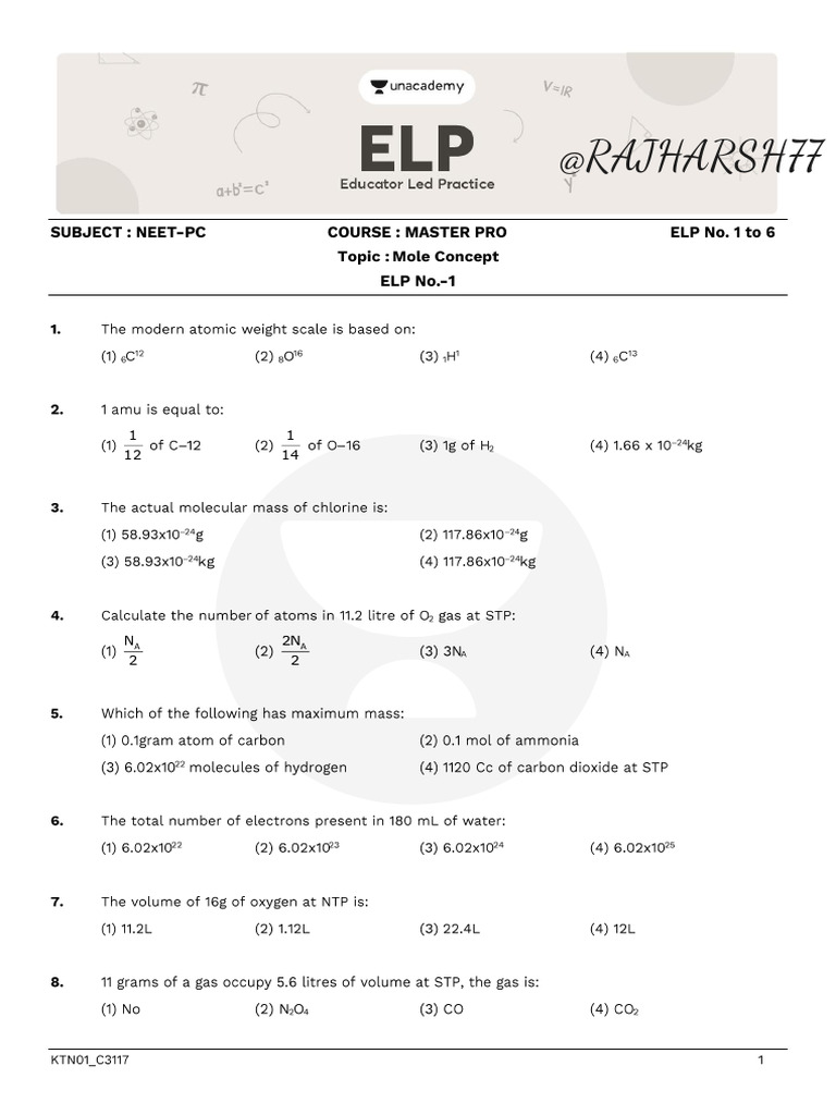 MOLE CONCEPT ELP 01 TO 06 - Signed | PDF