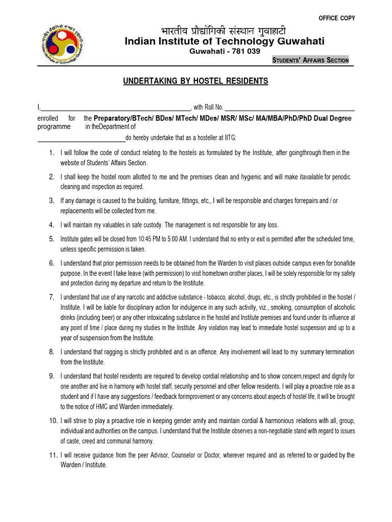 hostel_undertaking-2 | PDF