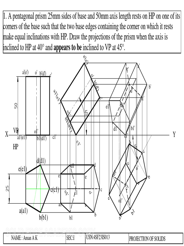 Aman Projection of Solids | PDF | Geometric Shapes | Euclidean Geometry