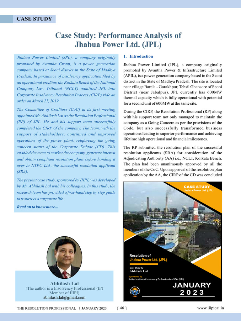 46 54 Case Study Performance Analysis of Jhabua Power Ltd. JPL - Abhilash Lal | PDF | Coal ...