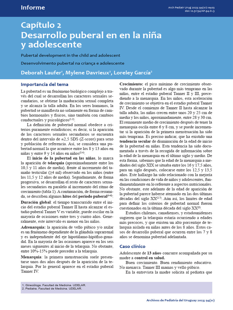 Desarrollo Puberal en La niña Y Adolescente | PDF | Ciclo menstrual ...