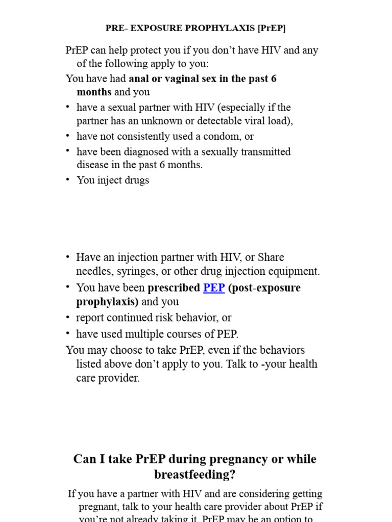 Prep and PEP | PDF | Lentiviruses | Clinical Medicine
