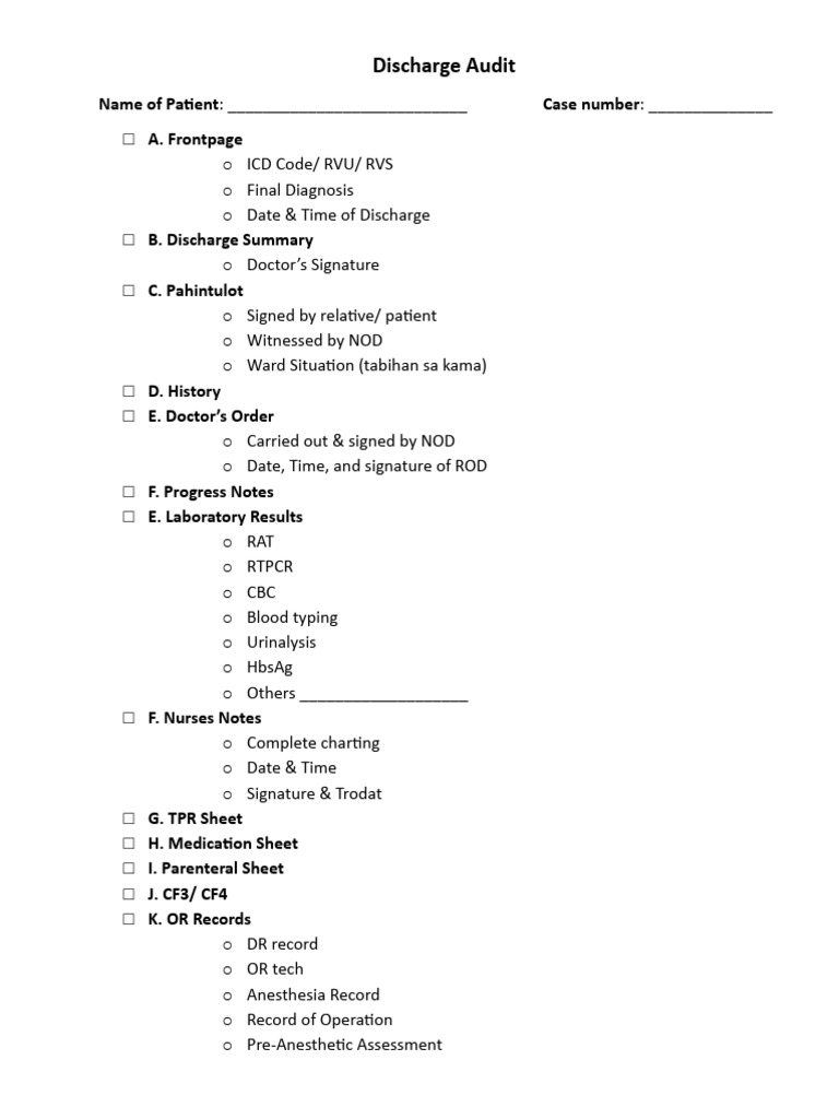 Discharge Audit | PDF