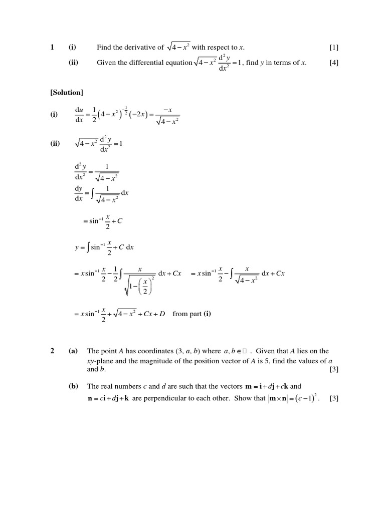 TJC H2 Maths P1 Solutions | PDF | Mathematics | Physics
