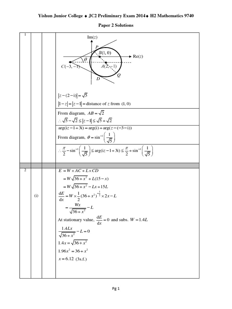 YJC H2 Maths P2 Solutions | PDF | Sampling (Statistics) | Estimation Theory