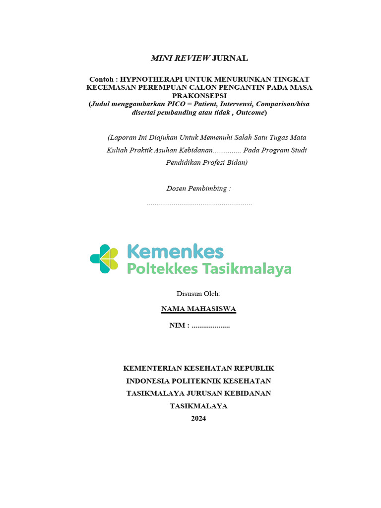 Template - Mini Review Praktik Profesi Bidan - Polkestama - 2024 | PDF