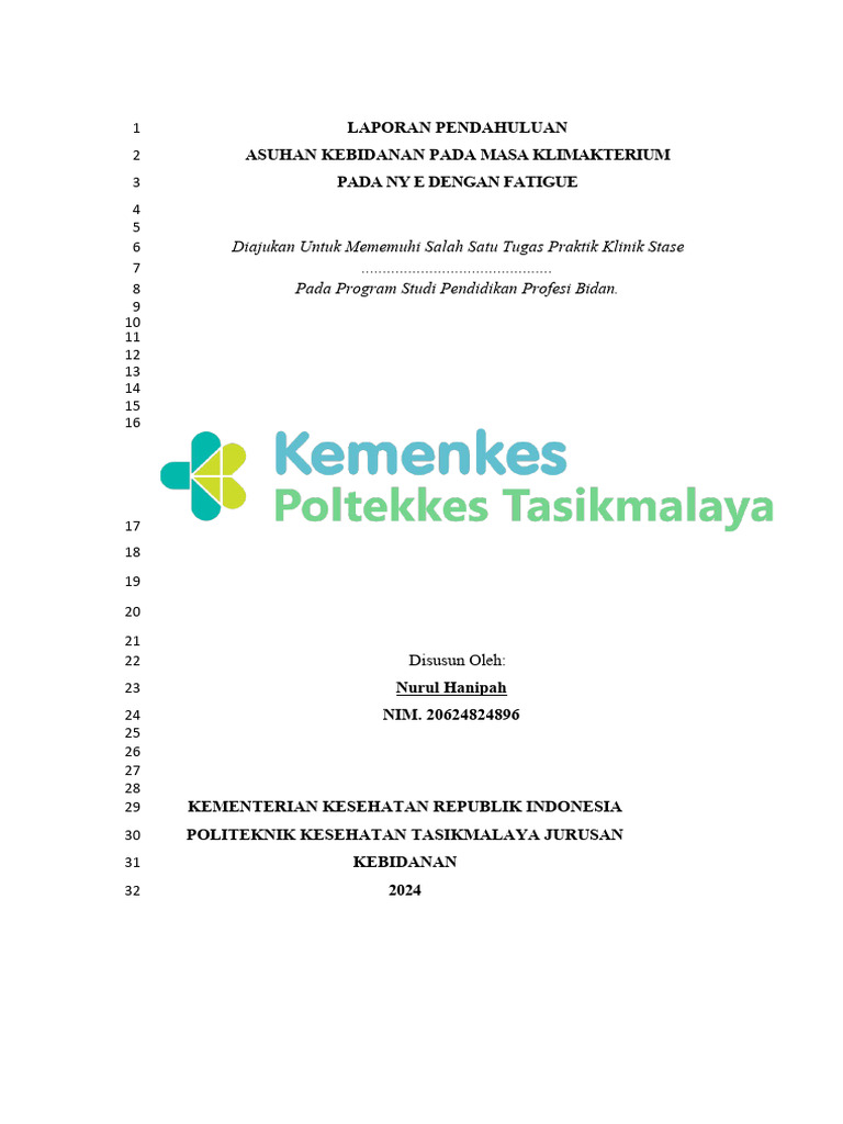 Template - Laporan Pendahuluan Praktik Profesi Bidan - Polkestama ...
