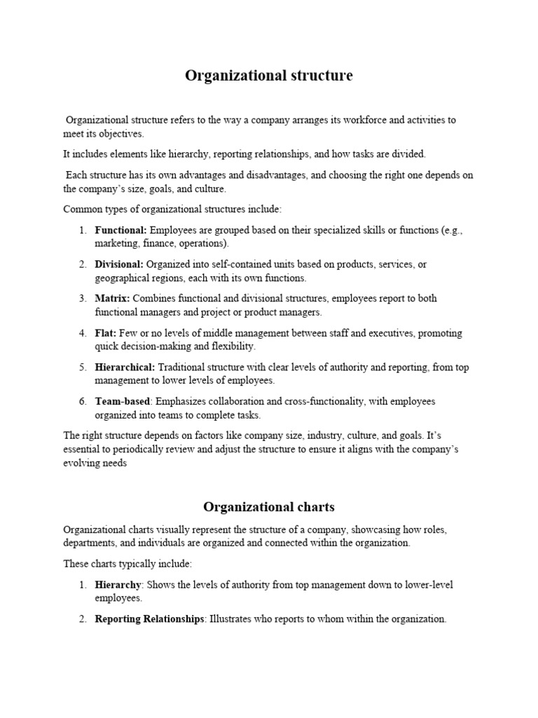 Organizational Structure | PDF | Goal | Organizational Structure