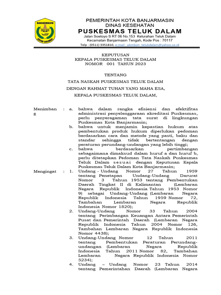 SK TATA NASKAH PKM TD-2 | PDF