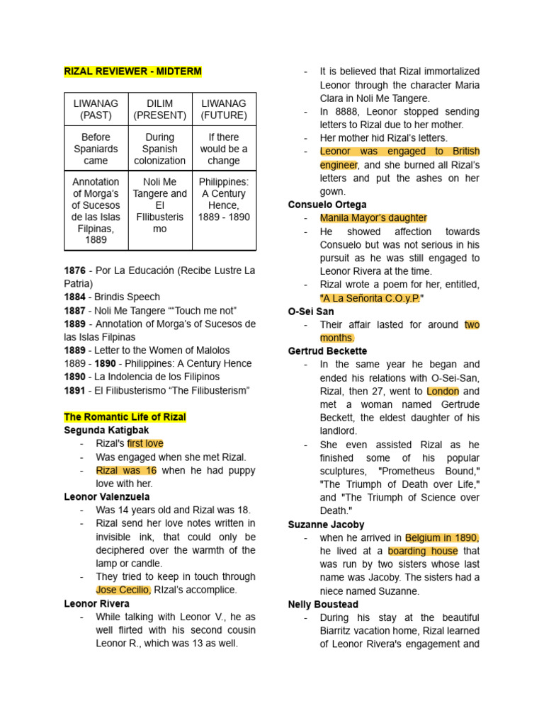 Rizal Midterm Part 2 | PDF