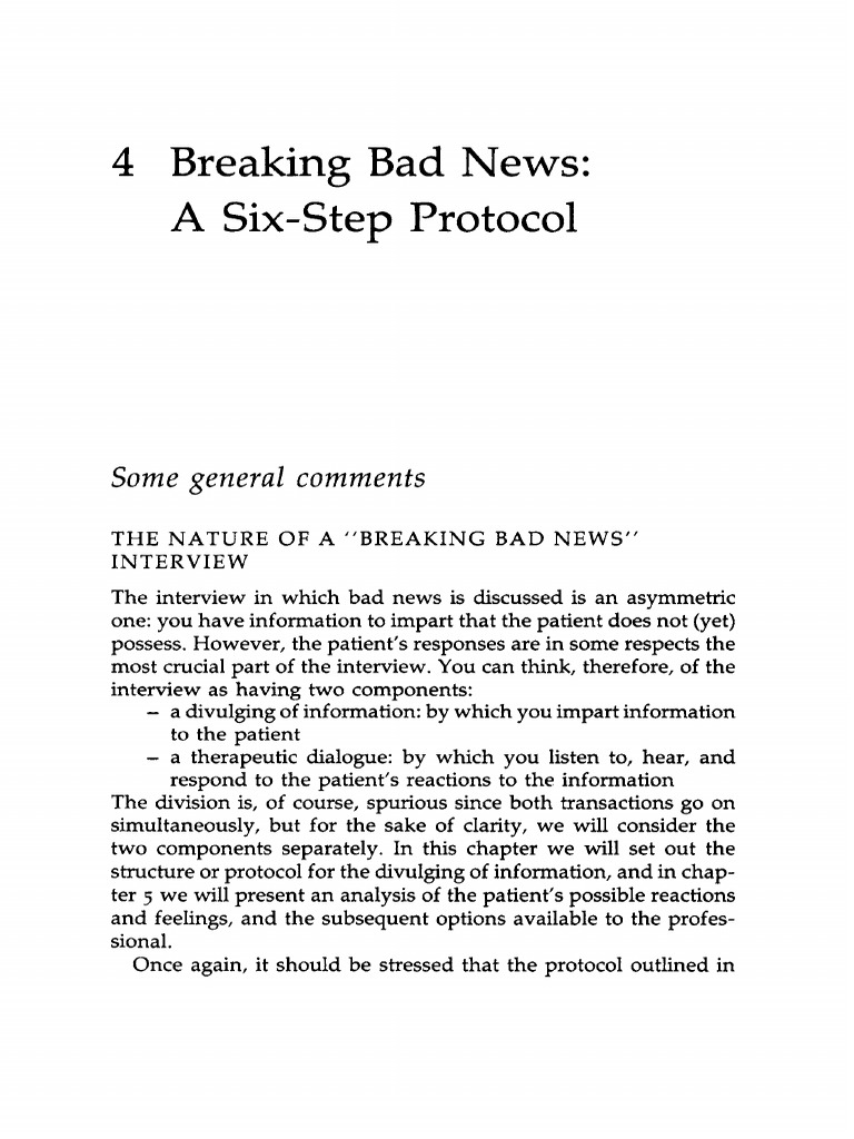 Breaking Bad News-Spikes Protocol | PDF | Nursing | Cancer