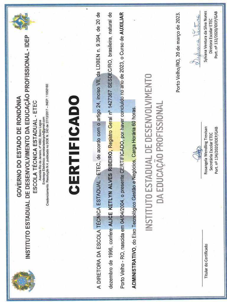 Certificado de Auxiliar Administrativo IDEP | PDF