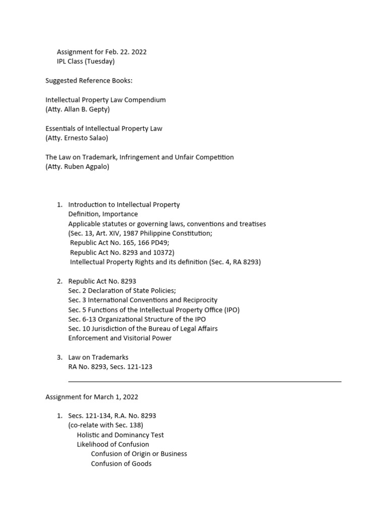 IPL Syllabus 2021 | PDF | Trademark | Natural Resources Law