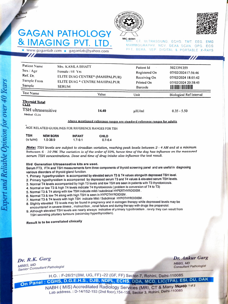 TSH Report | PDF | Thyroid Stimulating Hormone | Hyperthyroidism