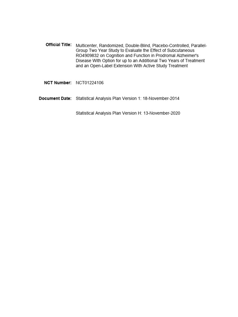 SAP 001-Futility Analysis Alzheimer's | PDF | Standard Deviation ...