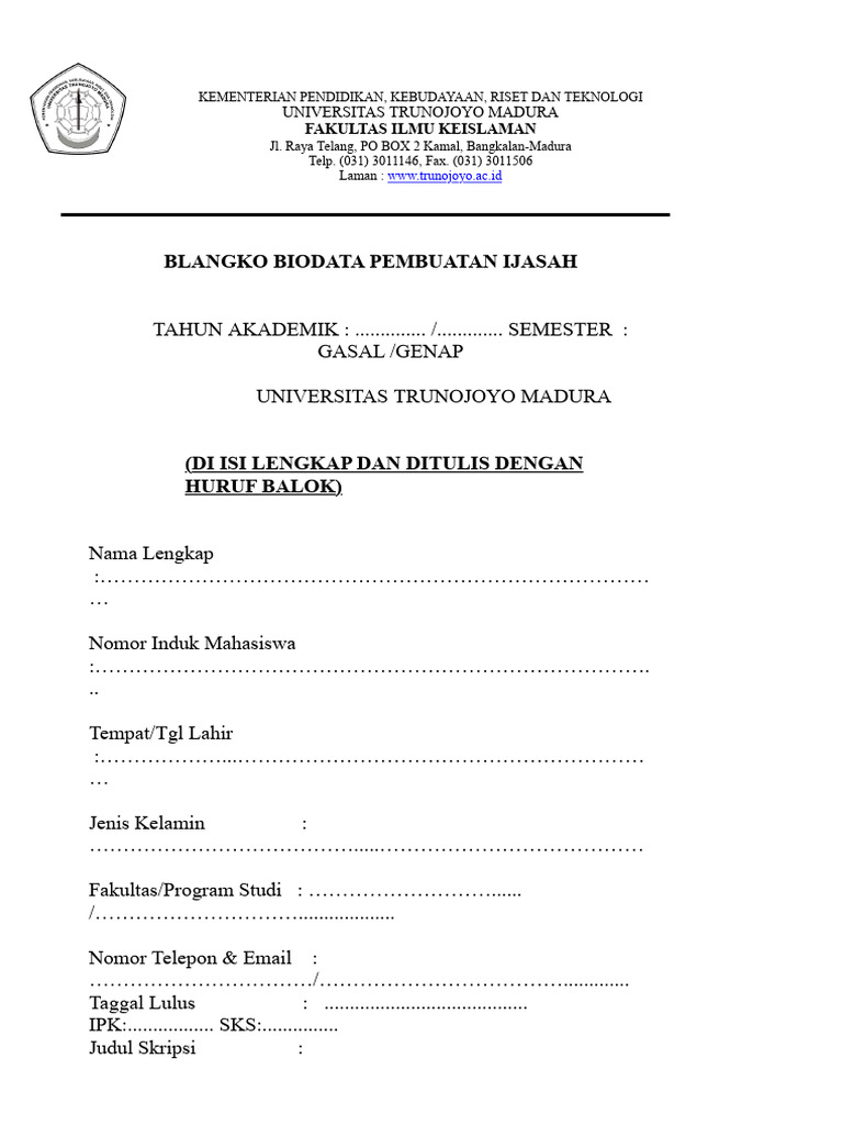 Form Pembuatan TRANSKRIP Ijazah-Wecompress - Com - 1 | PDF | Kajian Bahasa Asing