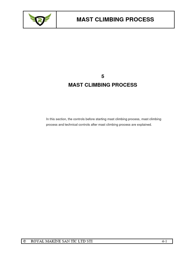 Mast Climbing Process Guidelines | PDF | Crane (Machine) | Equipment