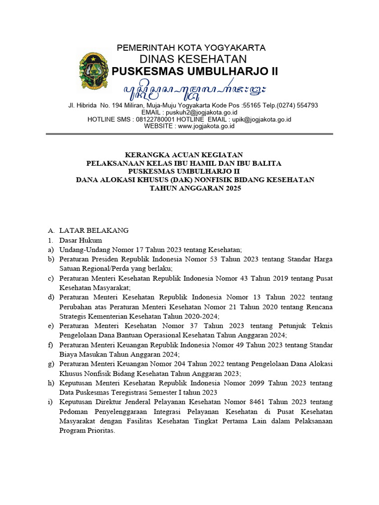 Kak Kelas Ibu Hamil Dan Ibu Balita 2025 | PDF